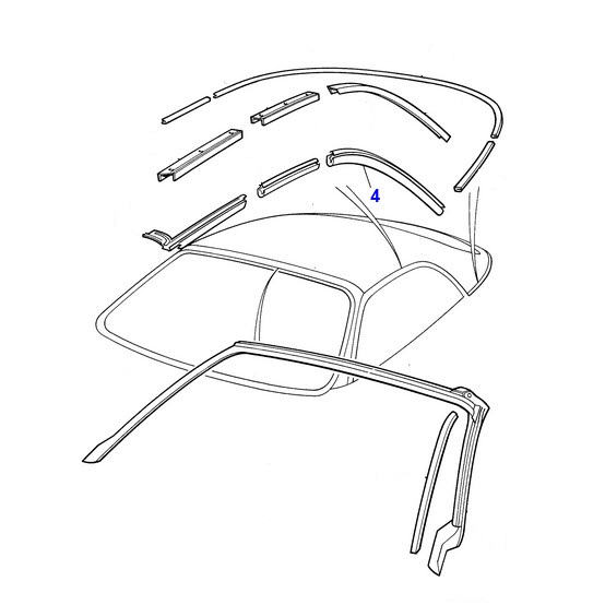 Jagbits Jaguar Parts: Convertible Top To Passenger Door Glass Seal Rear ...