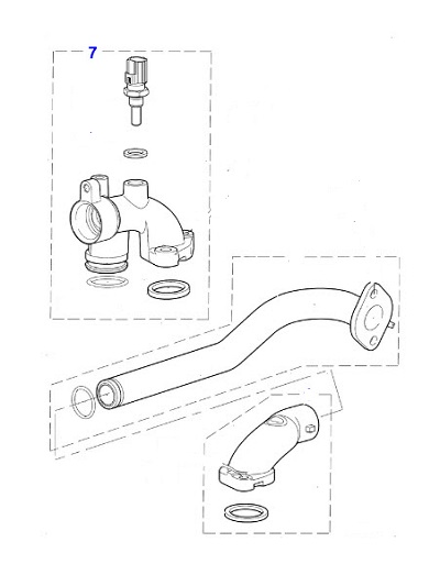 Jagbits Jaguar Parts: BYPASS WATER PIPE, INCLUDES TEMPERATURE SENSOR ...